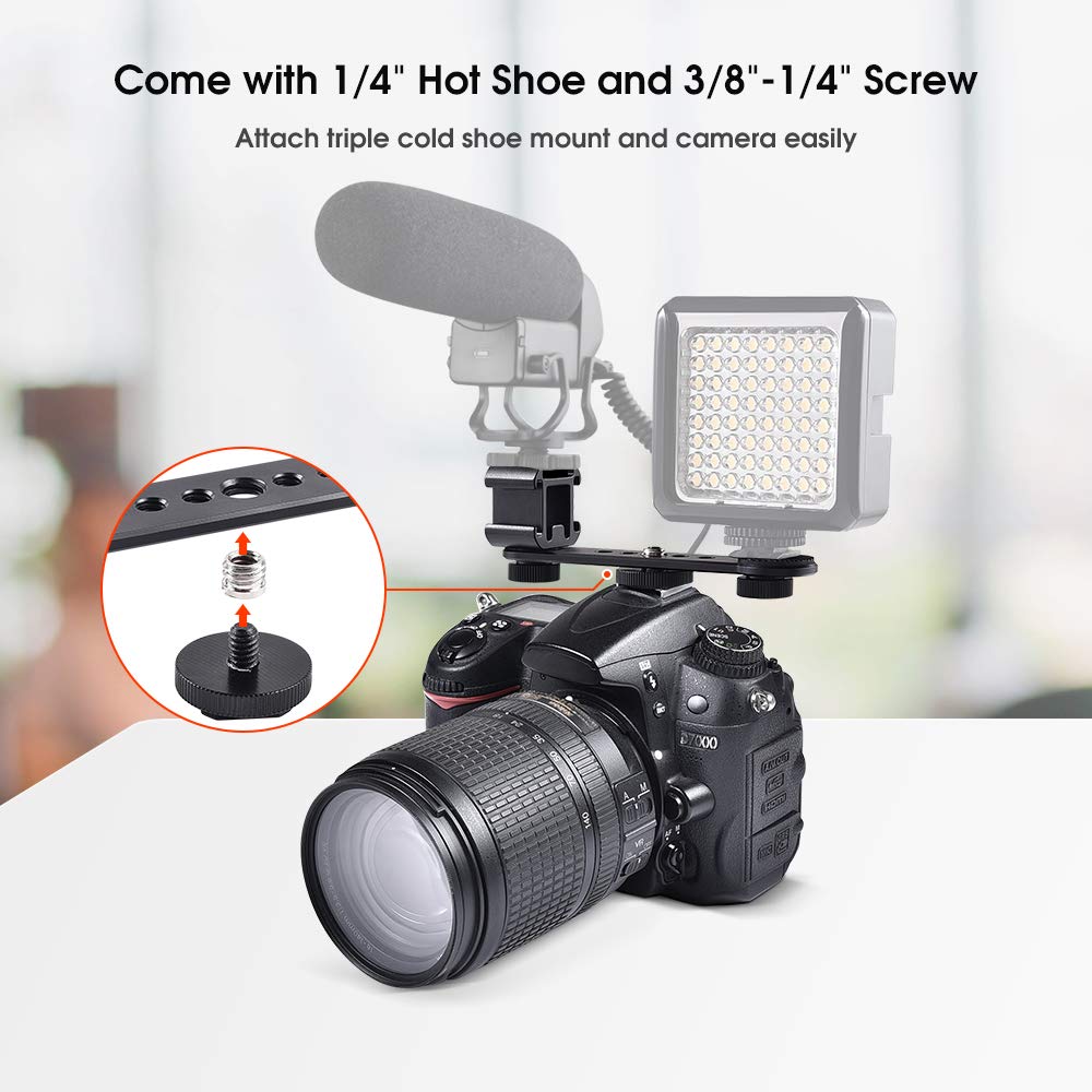 Buy Triple Cold Shoe Extention Bar with Universal 1/4' Screw Cold Shoe ...