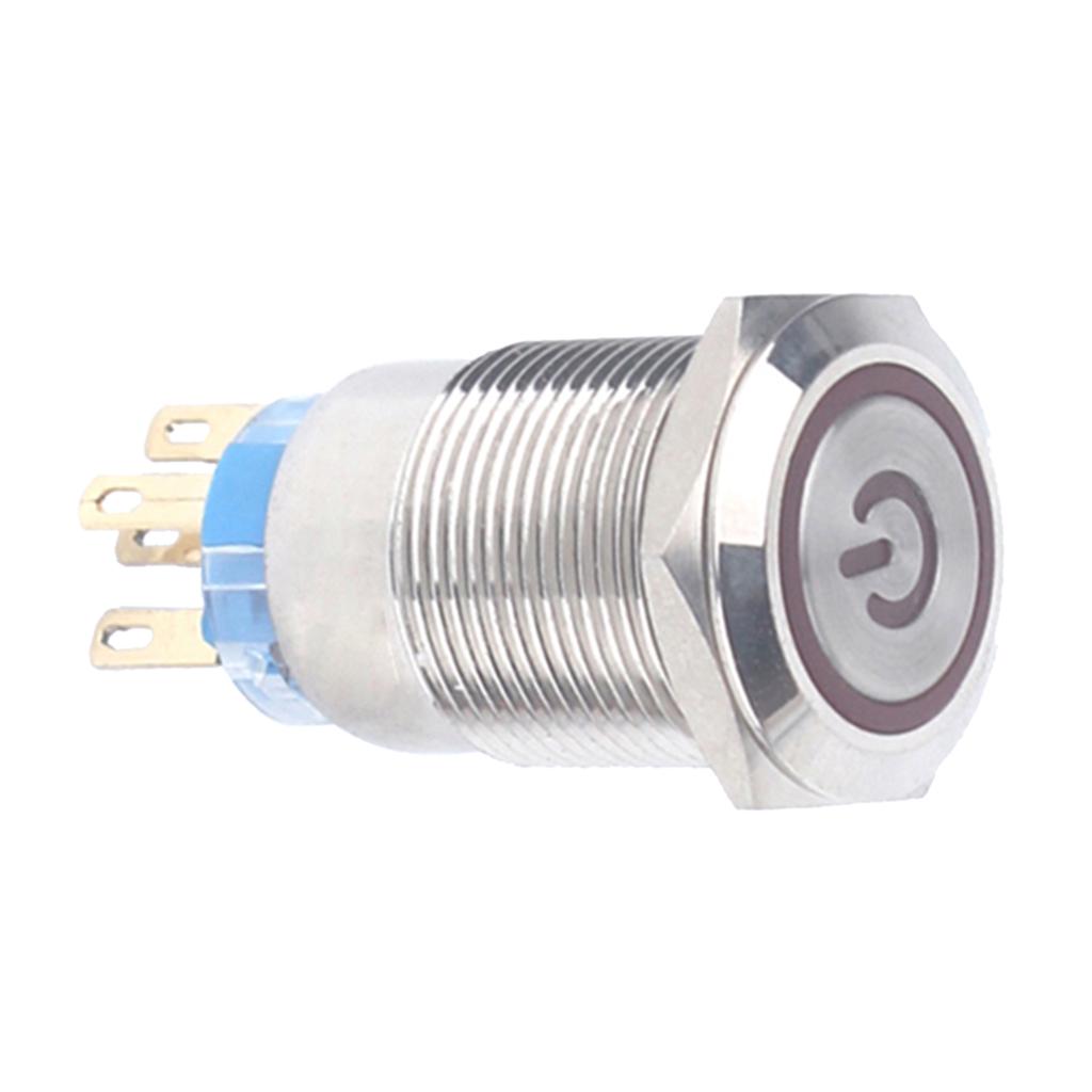 19mm 12V Waterproof Selflocking Push Button Switch Red Ring Power LED ...