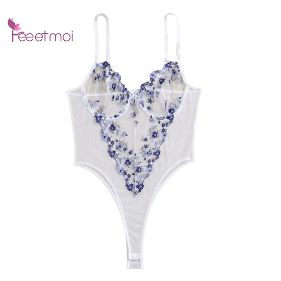 Women Bodysuit See-through Mesh Patchwork Slim Sleep Colthes Fit Sexy Wear Thin Refreshing ...