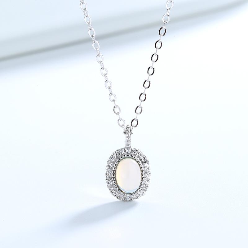 Moonstone Geometric Necklace for Women 925 Sterling Silver Crystal ...