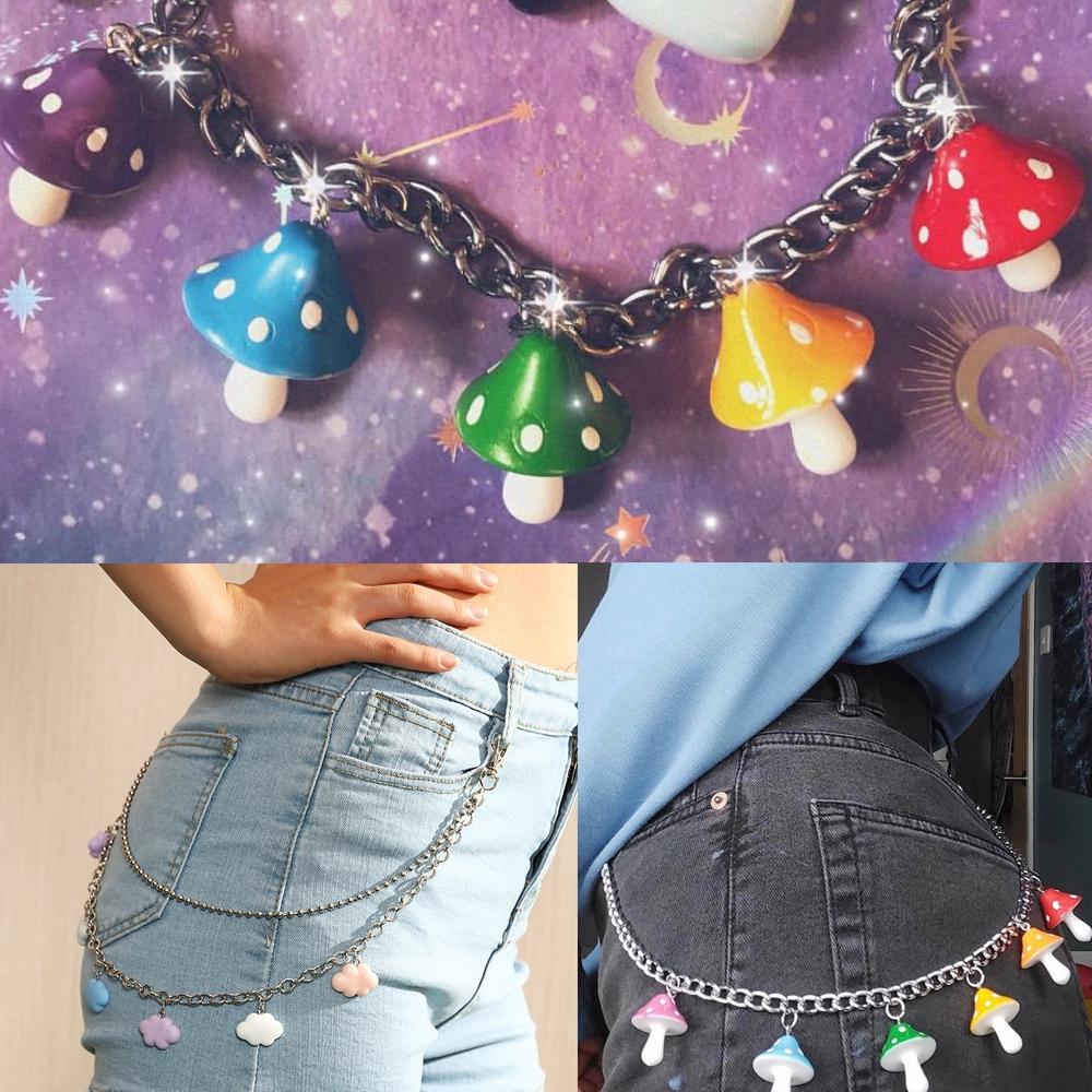 Buy Harajuku Hip Pop Resin Candy Color Mushroom Cloud Pendant Key Chain ...