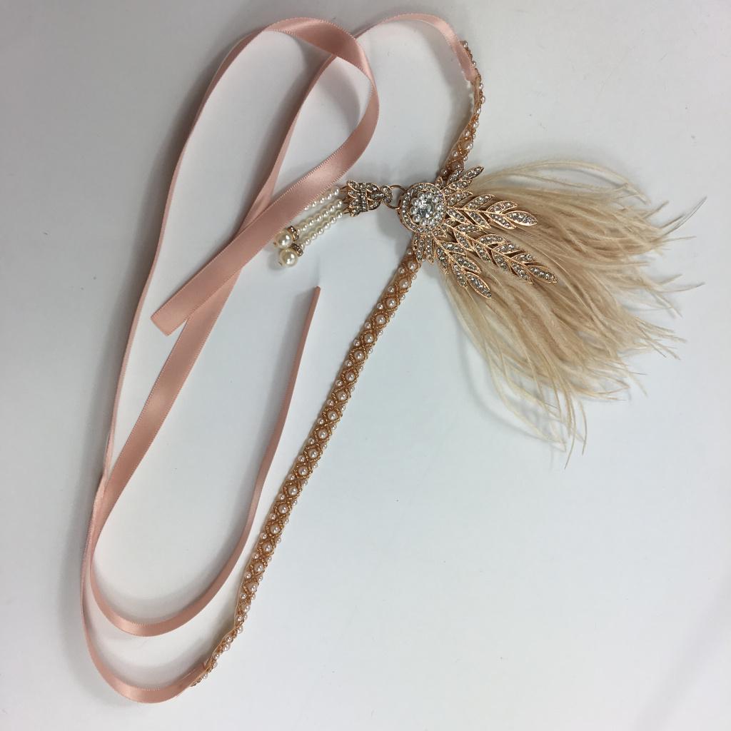 Buy Vintage Crystal Pearls Feather Headband 20s Gatsby Flapper ...
