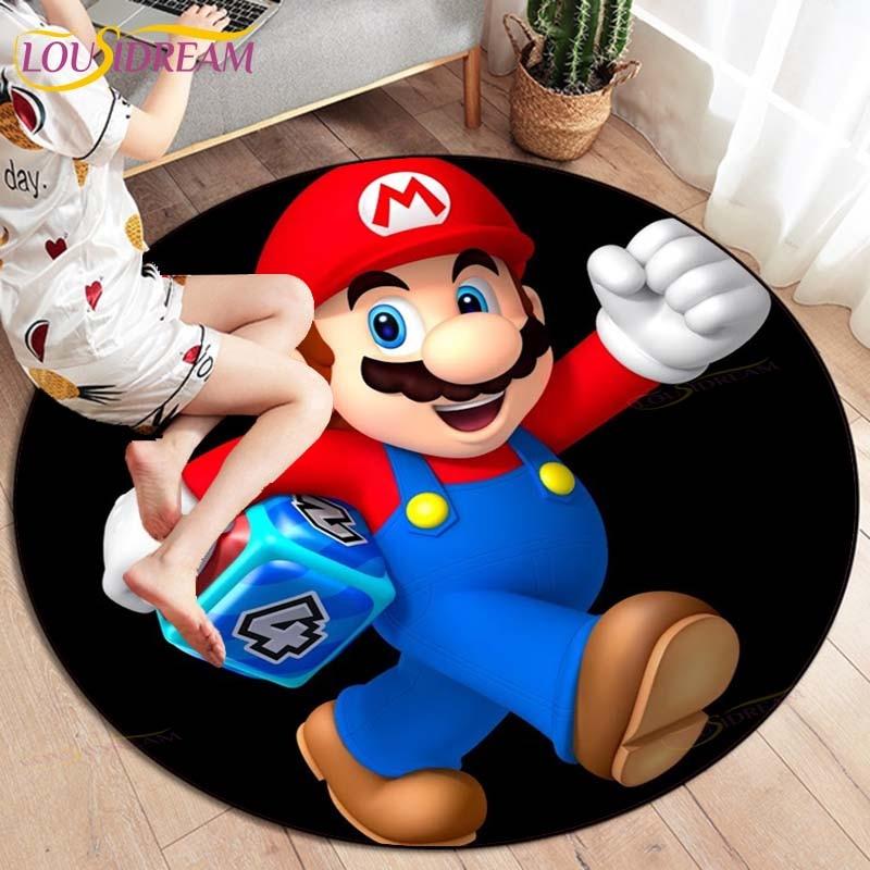 Cartoon Mario Bros Round Carpets for Living Room Rugs Soft Flannel ...