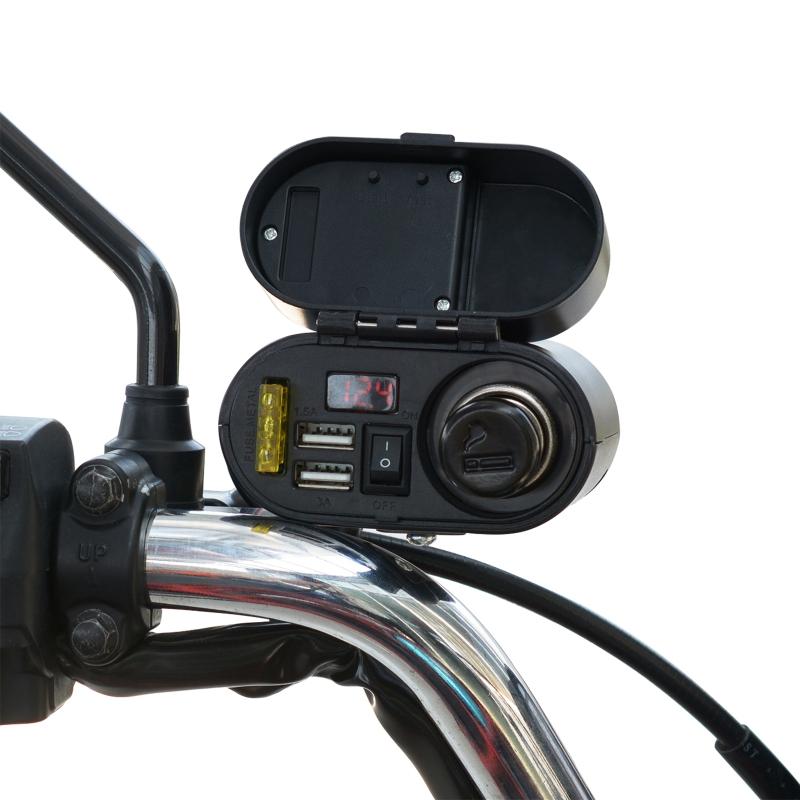 Buy Motorcycle Cigarette Lighter Socket Dual USB Quick Charger Voltage ...