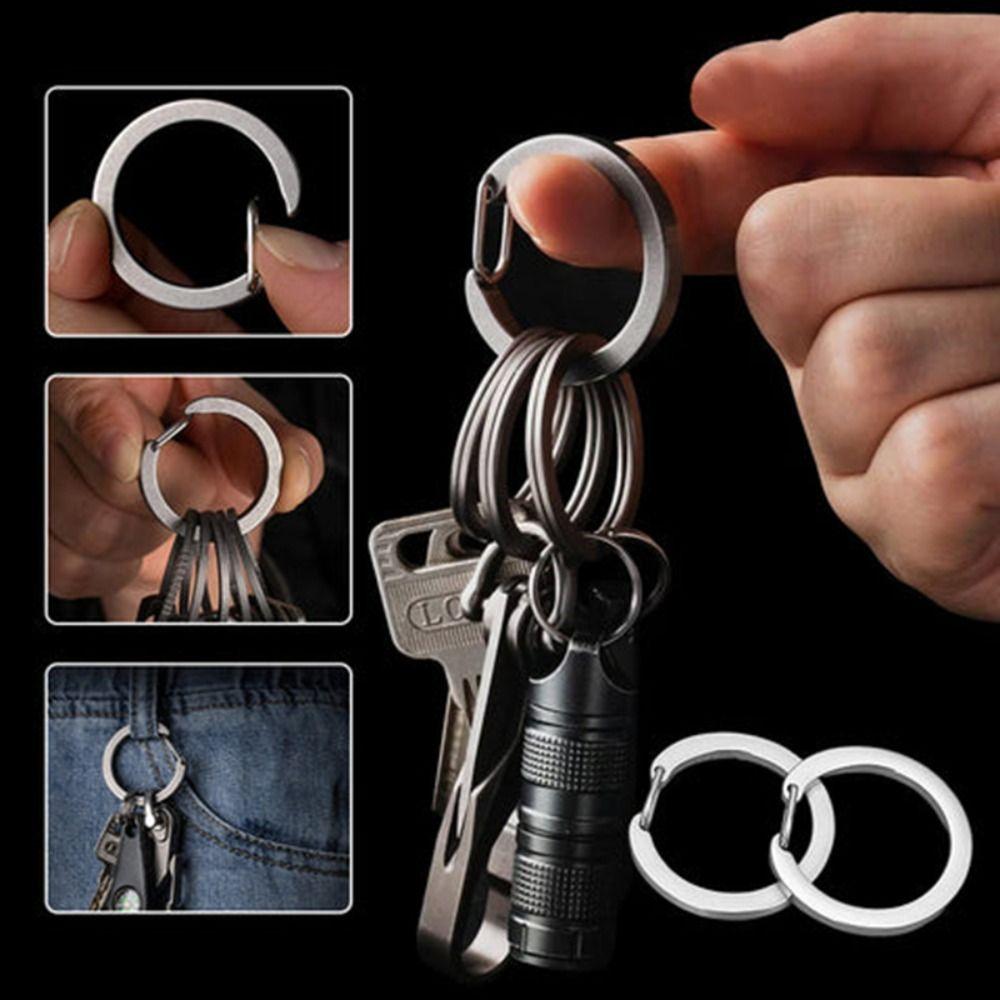Buy 3Pcs O Ring Spring Gate Circle Carabiner Keychain Clip Metal Round ...