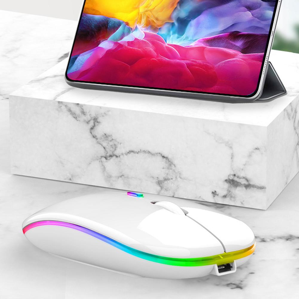 Bluetooth-compatible Wireless Mouse Backlight Rechargeable Mouse (White ...
