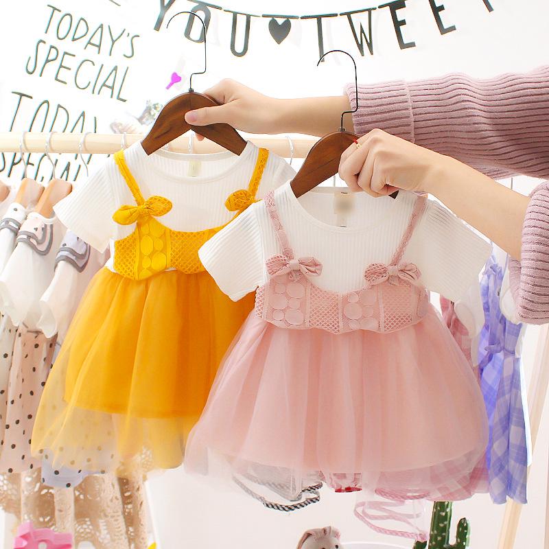 Buy Cute Kids Baby Girls Short Sleeve Gauze Patchwork Short Mini Tutu ...