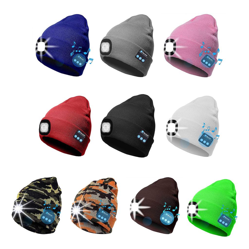 Buy LED Beanie Hat, Men Women Wireless Bluetooth-compatible Beanie ...