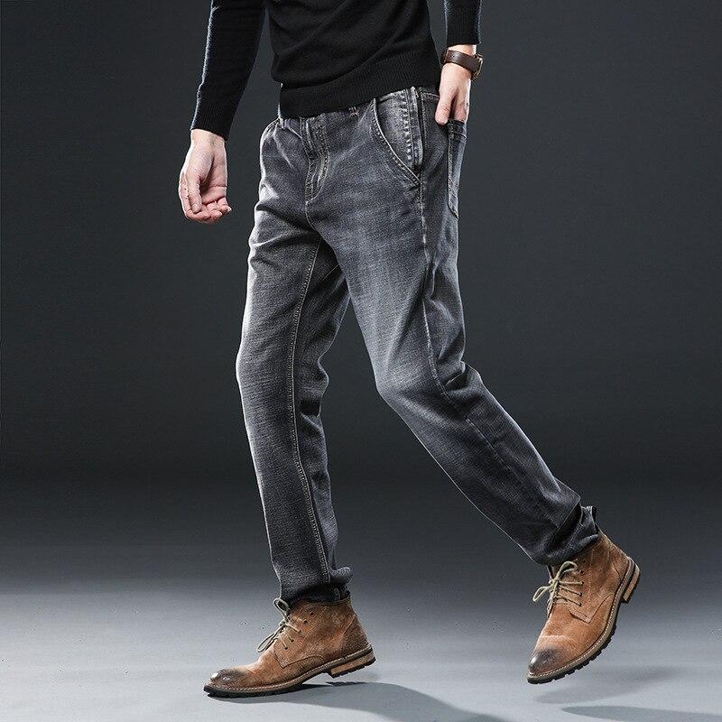 Buy 2021 Autumn Winter New Men 'S Brand Jeans Loose Straight Elastic ...