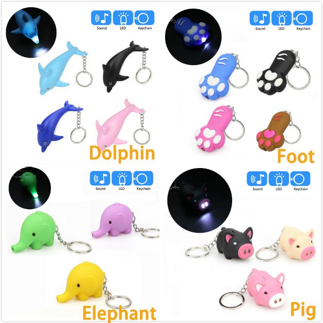 Buy LED Keychain Party Kid Night Light & Sound Cute Animals Car Key ...