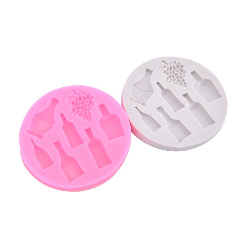 Red Wine Bottle Grape Shape Silicone Mold Diy Fondant Cake Mold Baking ...
