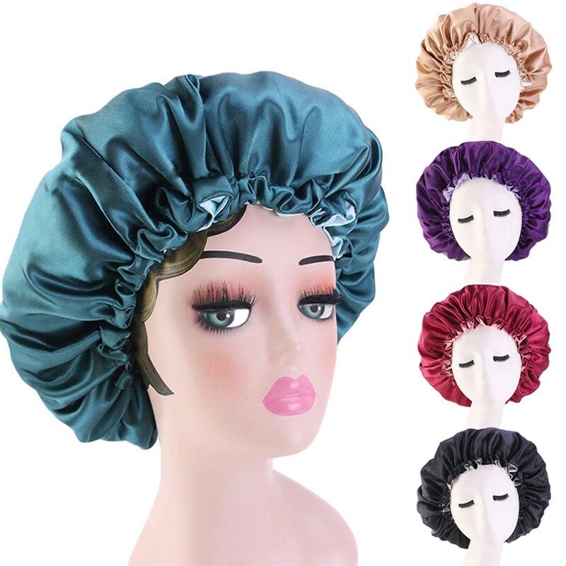 Women Solid Color Fabric Double Layer Bonnet Dustproof Night Cap ...