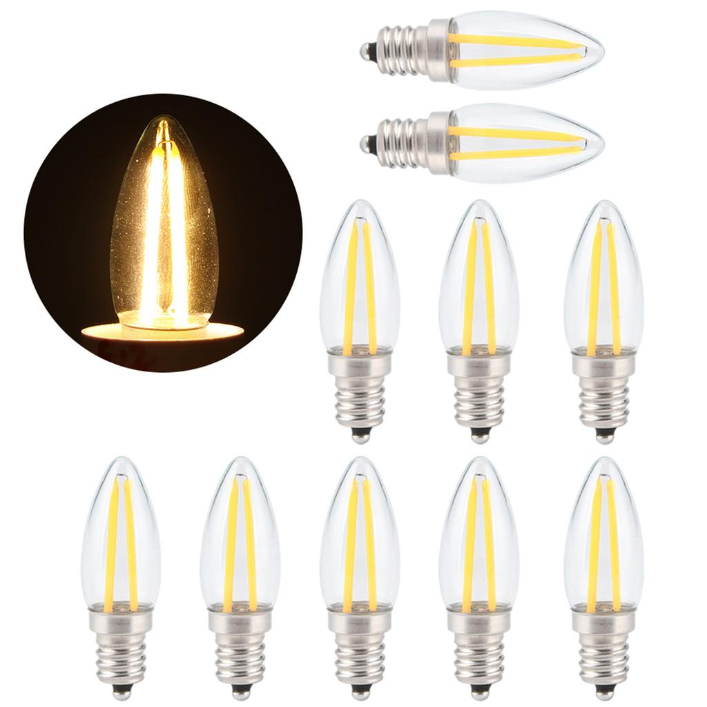 Buy 10Pcs E12 Long Filament Small LED Light Bulbs Dimmable Lamp 1.5W ...