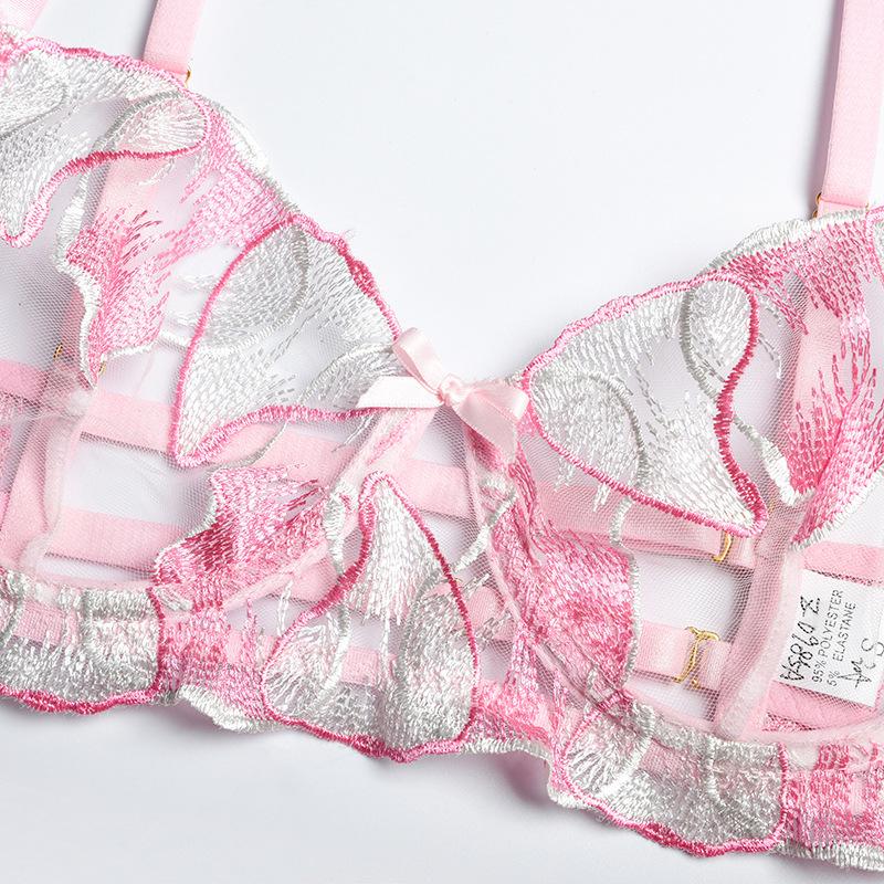 Buy Pink Flower Petal Embroidery Hollow Women's Gathering With Steel ...