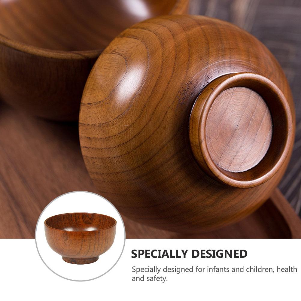 Wooden Bowl Wooden Tableware Containers Food Salad Bowl Wood Rice Bowl ...