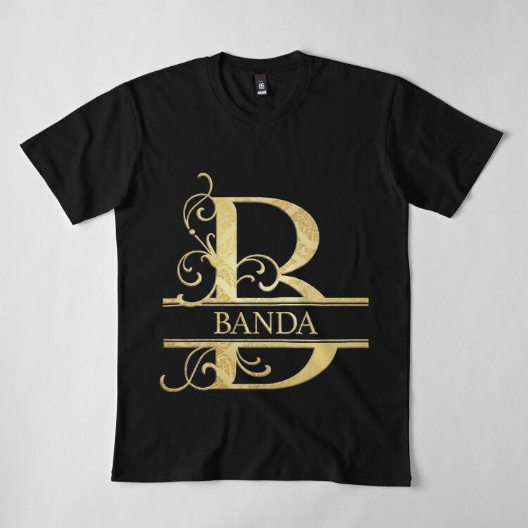 Men Premium Cotton Harajuku T-Shirt Banda Name Golden Letters Designs ...