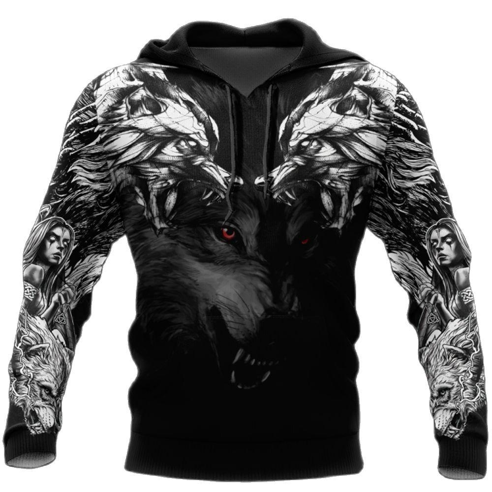 Buy 3D Wolf Print Hooded Sweatshirts Fashion Animal Pattern Jackets ...
