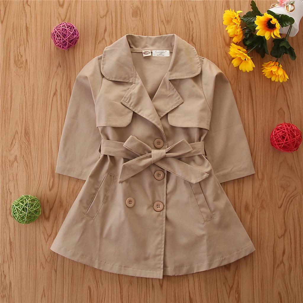 Buy AOM Toddler Kids Baby Girls Long Sleeve Trench Coat Windbreaker ...