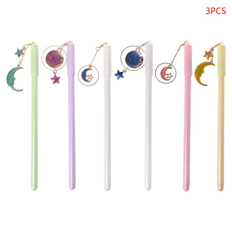 3pcs 0.5mm Starry Sky Star Moon Pendant Gel Pen Kawaii School Office ...