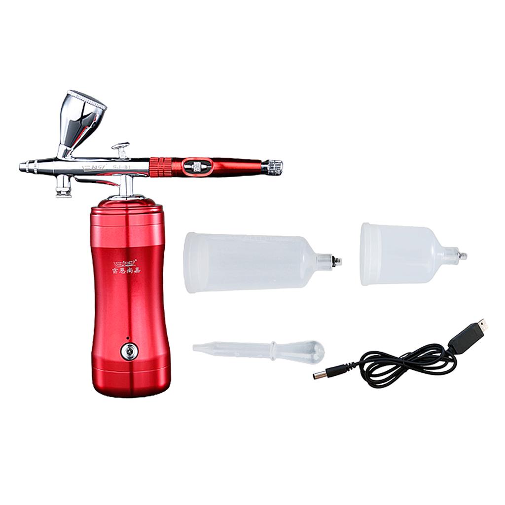Buy Mini Airbrush Kit with Compressor USB Charging Dual Action Cordless ...