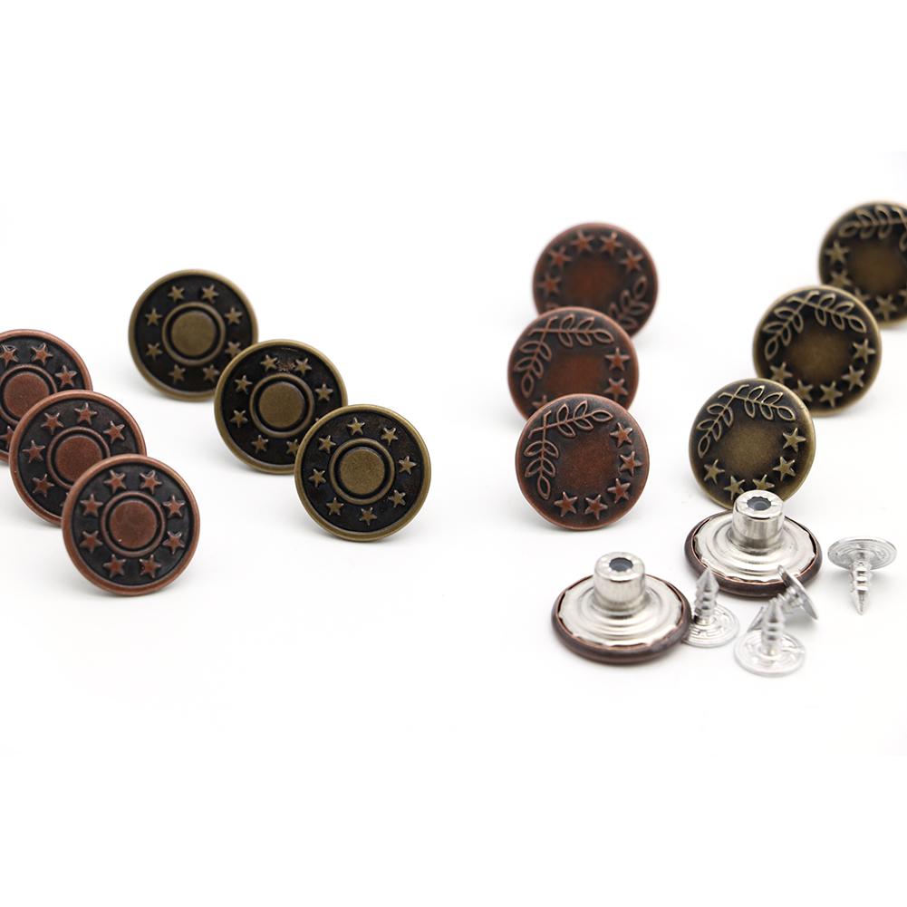 Buy 20pcs Button for Jeans, 17mm No-Sew Removable Metal Steel Jean Snap ...