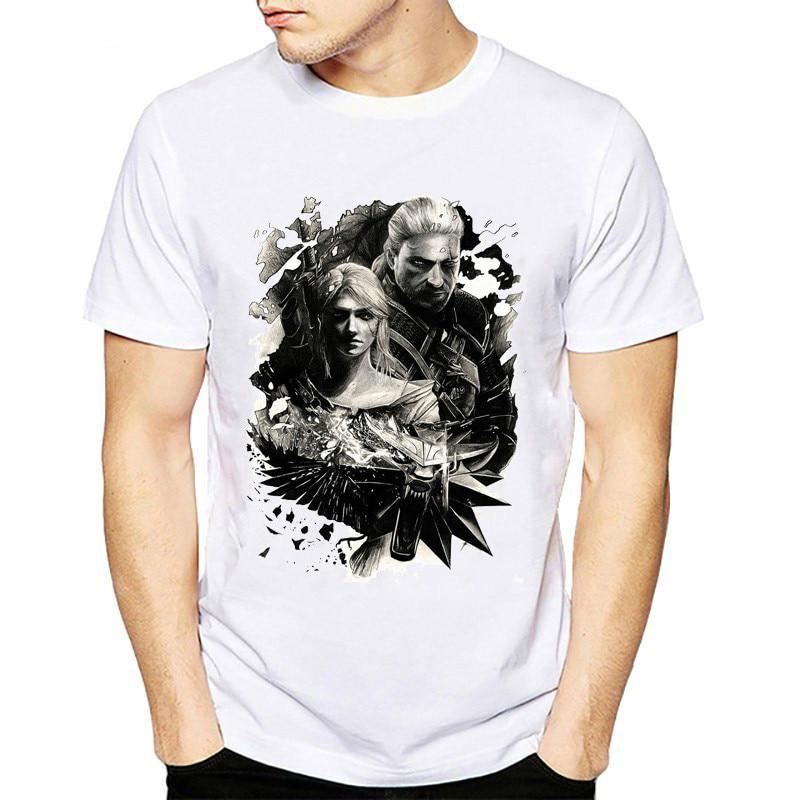 Witcher 3 T-shirt Erkekler Kısa Kollu O Yaka Cool T-shirt Oyun Giyim ...