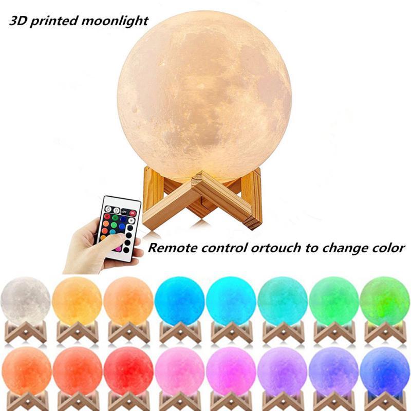 LED 16 Colors 3D Printing Warm Moon Lamp with Remote Control Touch ...