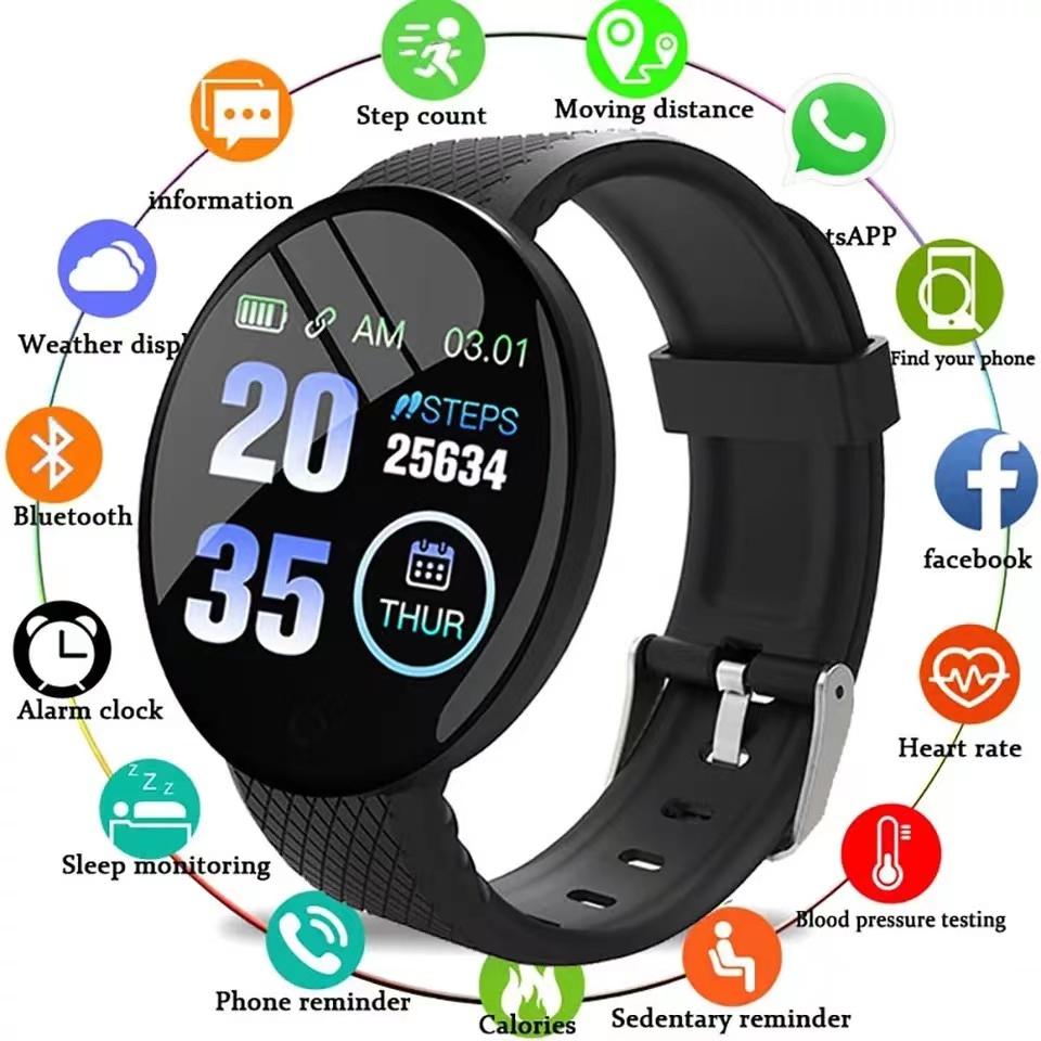 Yeni D18 Akıllı Saat Erkekler Kadın Çocuklar Kan Basıncı Smartwatch ...