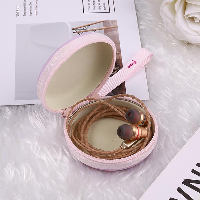Buy Portable Cute Print Round Zipper Closure Earphone Storage Box at ...