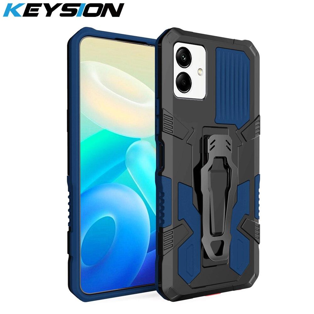 Buy KEYSION Shockproof Armor Case for Samsung A04 A04S A03 Soft Silicone+PC Metal Stand Back ...