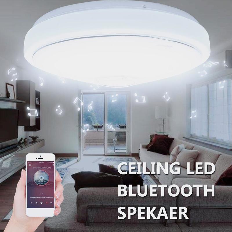 Modern White Ceiling 48 LED Light bluetooth Music Speaker Acrylic Flush ...