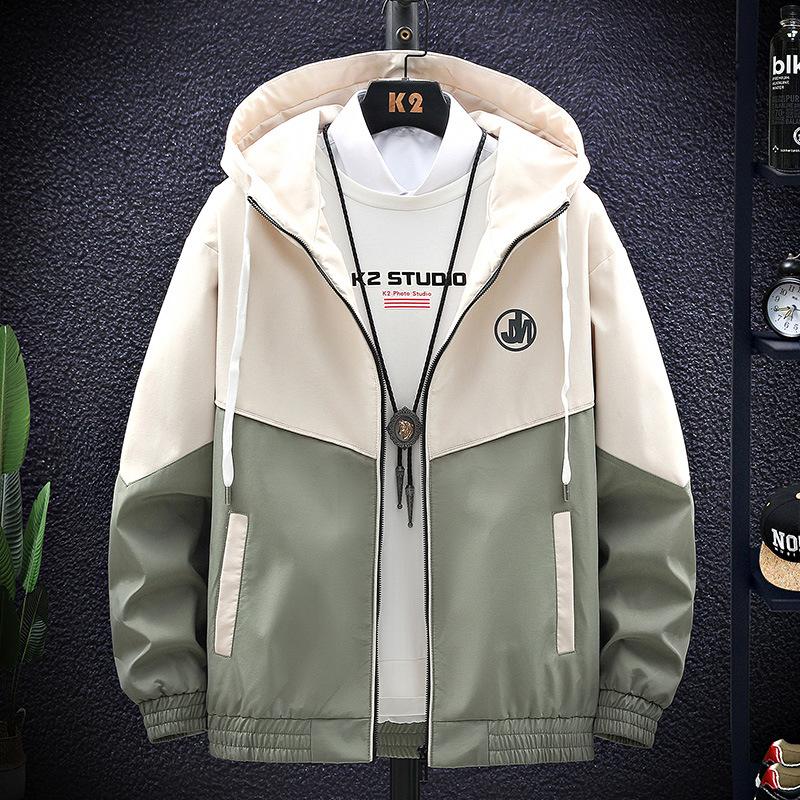 Streetwear Jackets Men Hooded Casual Loose Print Windbreaker Jacket ...