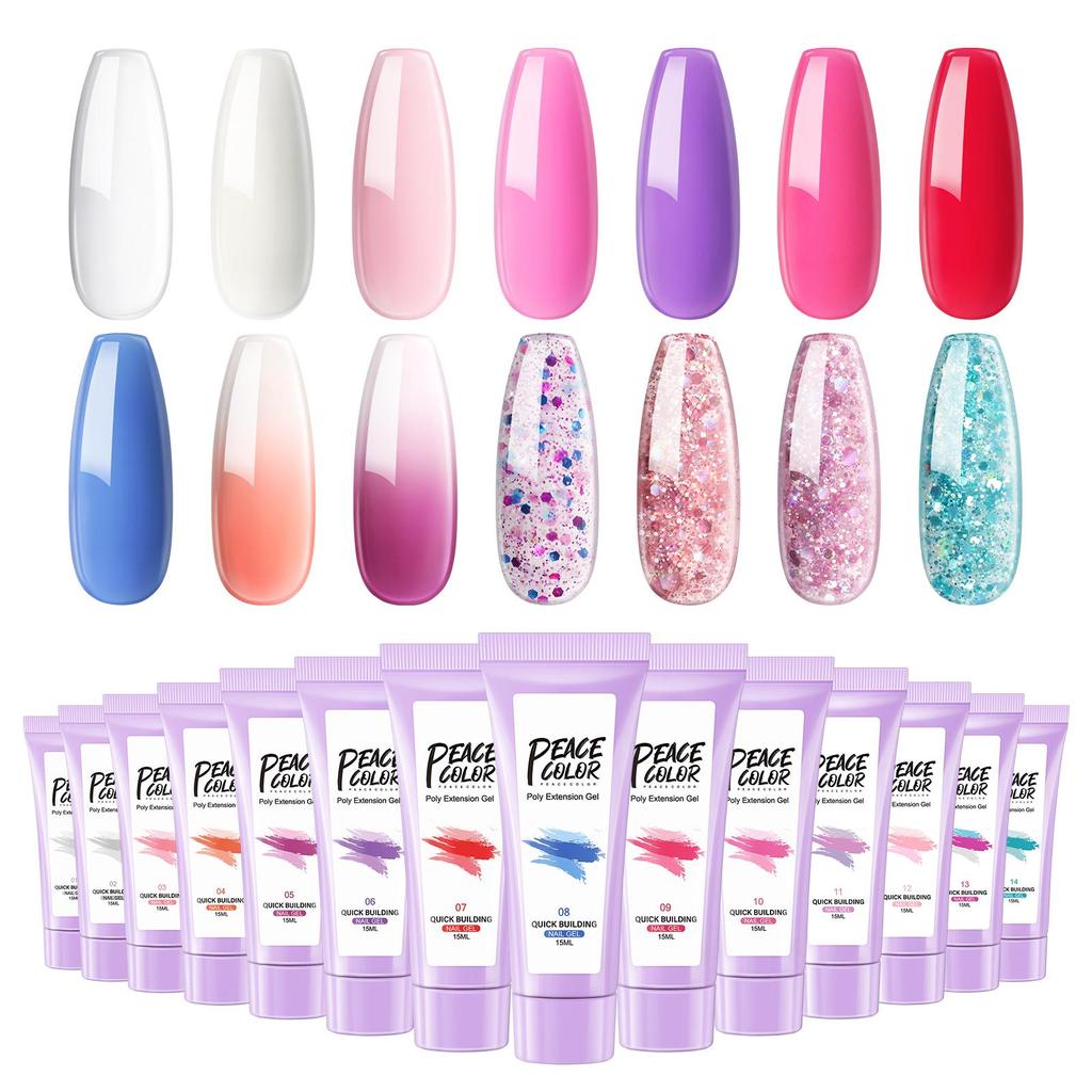 Buy PEACECOLOR Nail Manicure Gels Nail Quick Building Poly Extension ...