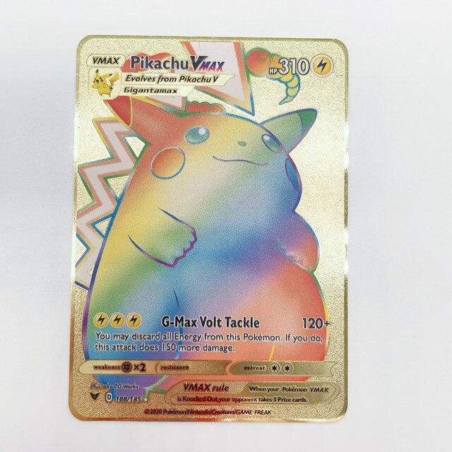 Pokemon Cards Metal V GX PIKACHU Charizard Golden Vmax Card Kids Game ...
