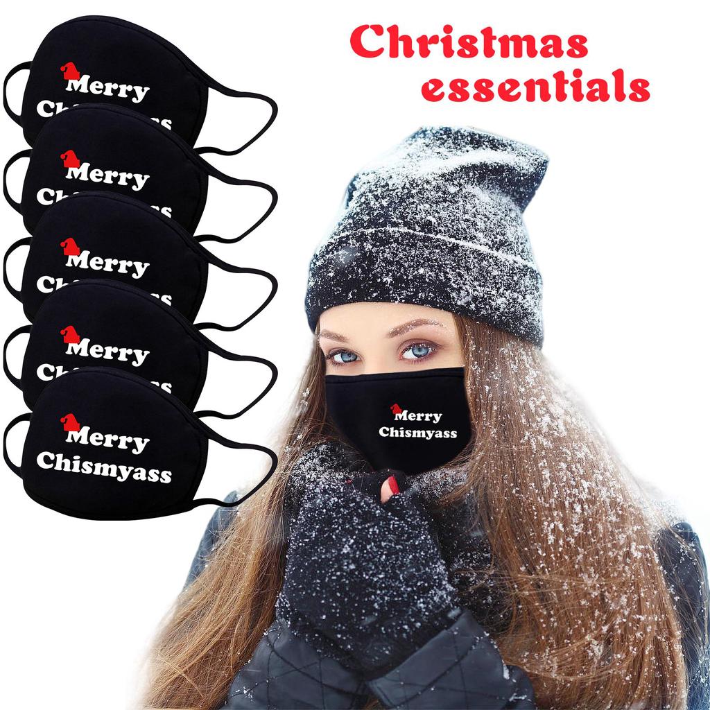 Buy SOC 5PC Adult CSOCistmas Printing Breathable Reusable Washable ...