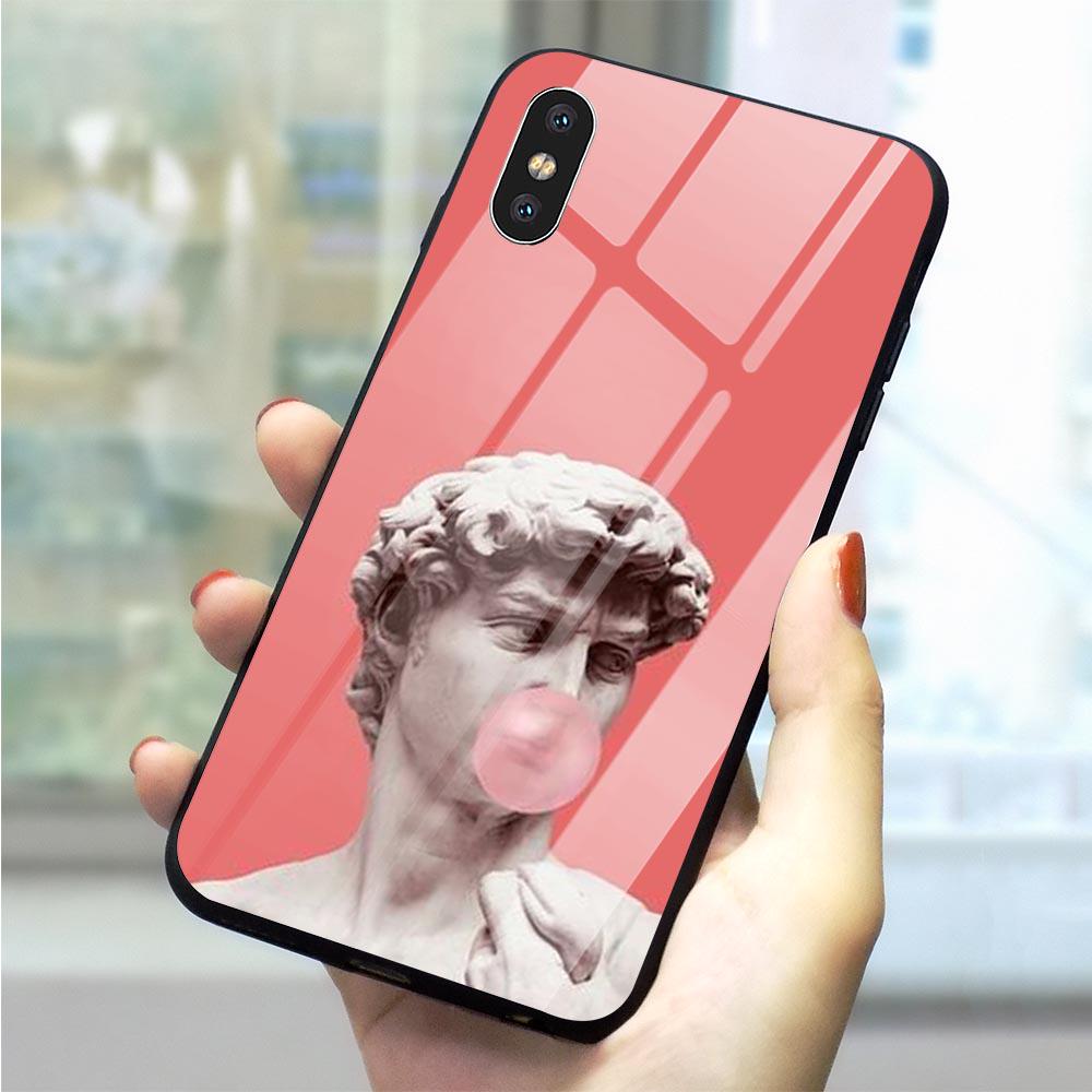 Vintage Plaster Statue Glass Phone Cover for Samsung A50 A60 M40 A70 ...