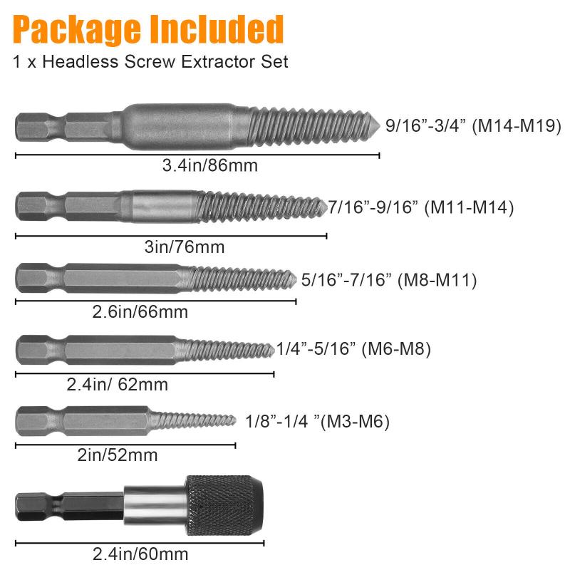 Cheap 6Pcs Damaged Screw Extractor Set 1/4 Inch Hex Shank Fine Thread ...
