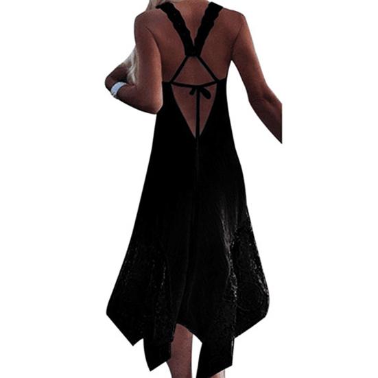 Cheap Weifengyue Women Sleeveless Backless Lacing Irregular Lace Hem ...