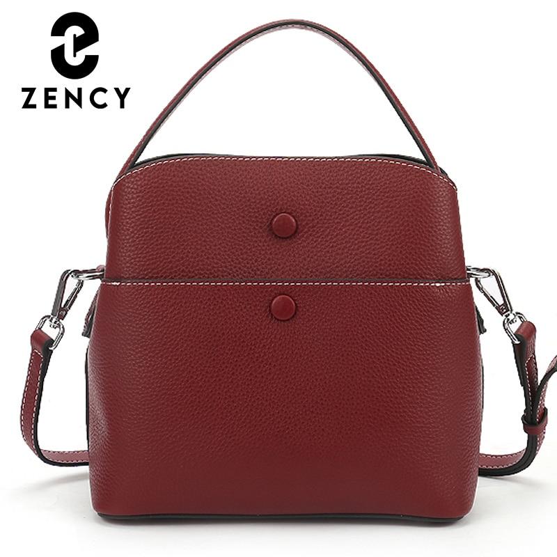 Buy Zency 100% Genuine Leather Handbag New Style Bucket Bags Female ...