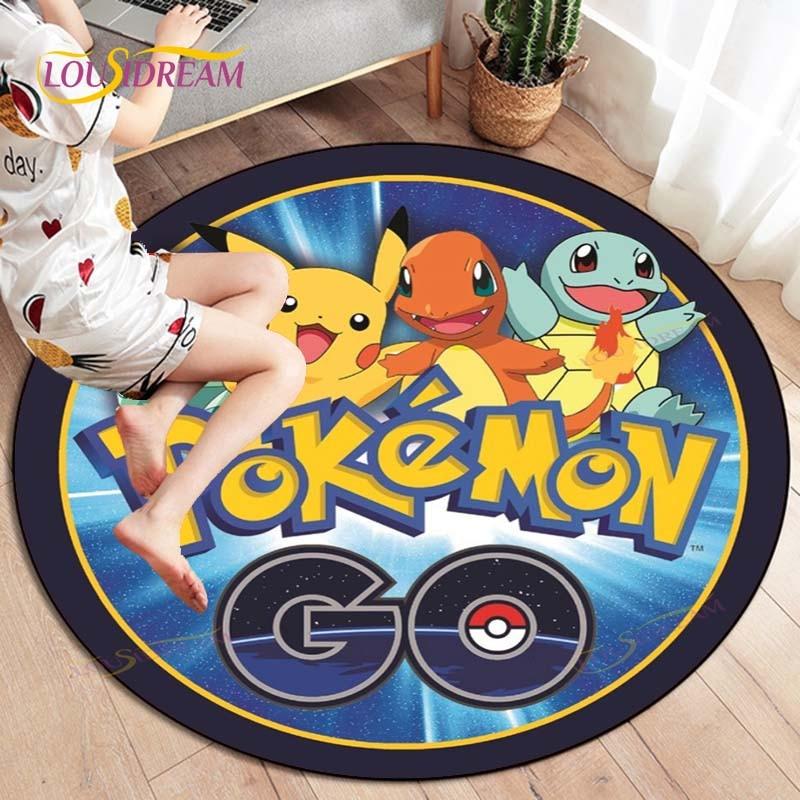Buy Cartoon Pokemon Round Carpets for Living Room Rugs Soft Flannel ...