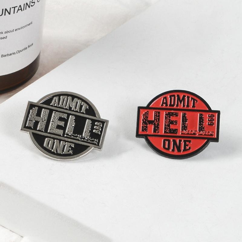 Buy Hell Admit One 666 Ticket Enamel Pin Black Red Ticket To Hell Punk ...
