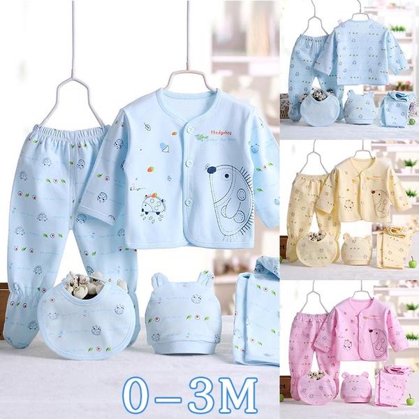 Fashion Cute Newborn Baby Boy Girl Clothes Cartoon Long Sleeve Tops+Hat+Pants +Bib Outfit Set ...