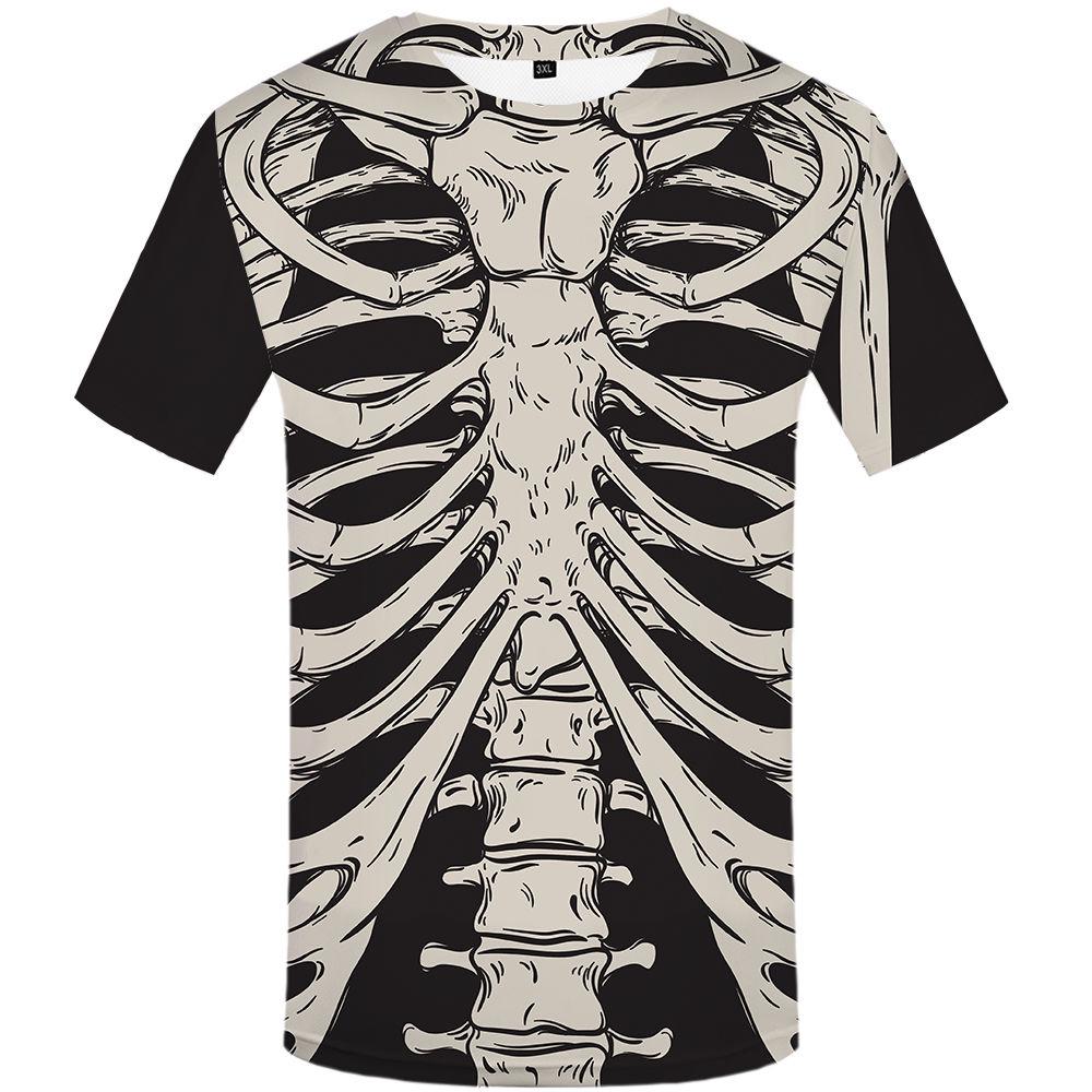 Buy KYKU Skeleton T-shirt Men Skull T Shirt Punk Rock Clothes 3d T ...