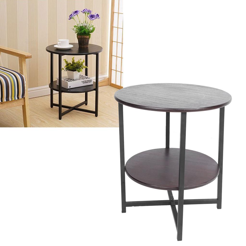 💰Kjøp 2-Layer Round Table Wood Multifunctional Tea Side Table End Table ...