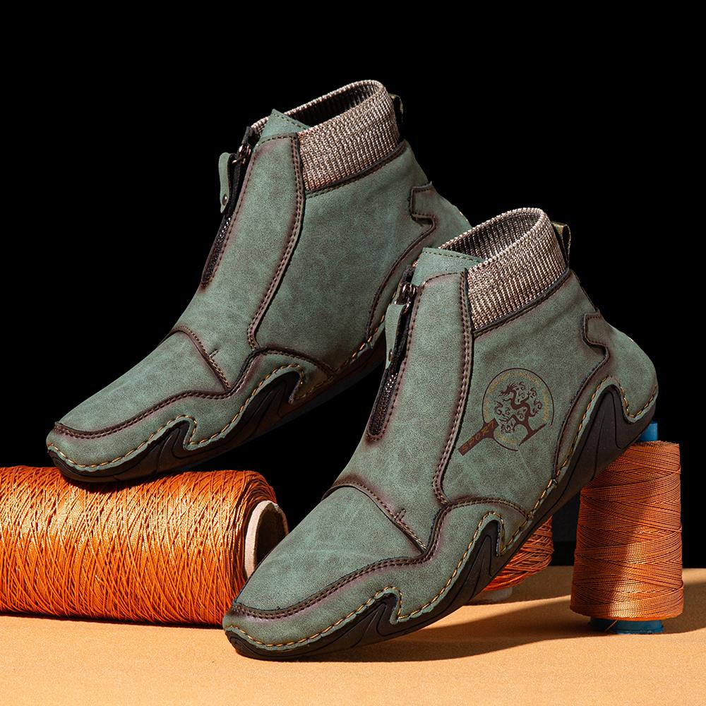 Buy Menico Men Front Zipper Microfiber Leather Sock Ankle Boots Casual ...