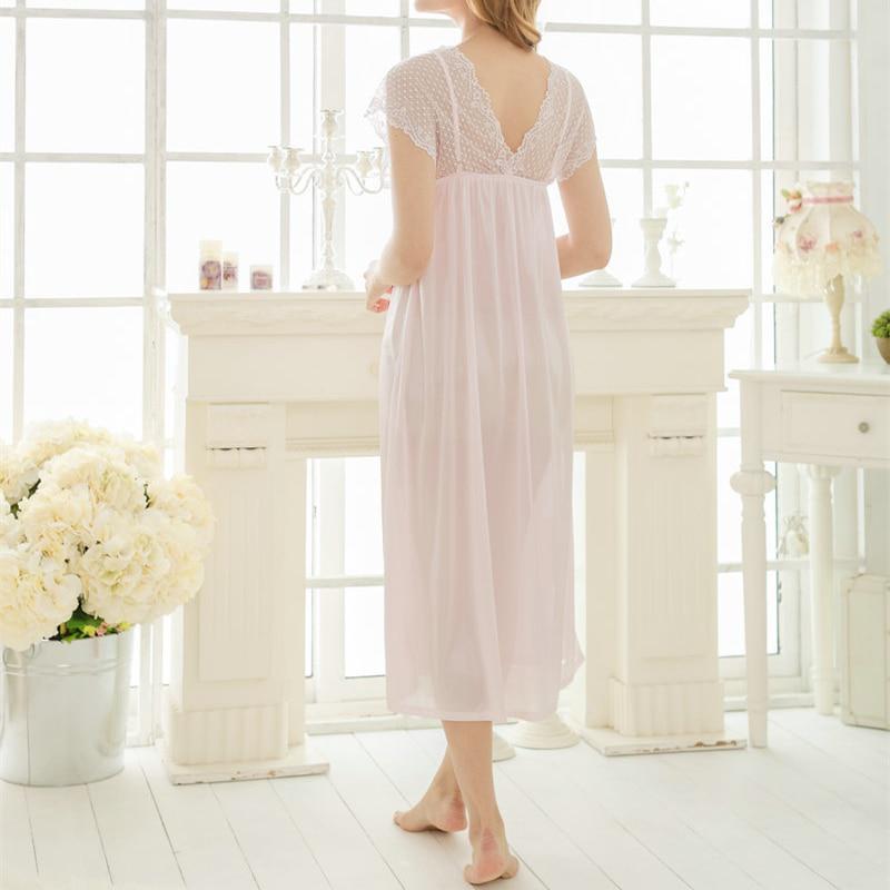 Satın alın 2022 Seksi Dantel GecelikLer Sleepshirts Katı Sleepwear ...