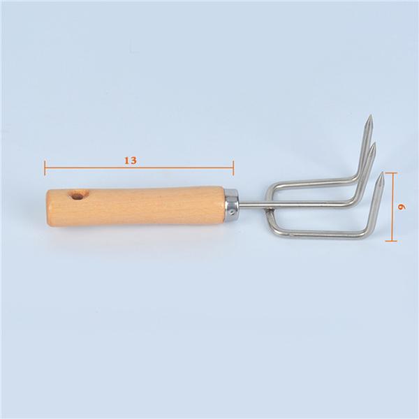 1 Pc Mini Garden Stainless Steel Small Rake Wooden Handle Strong Firm ...
