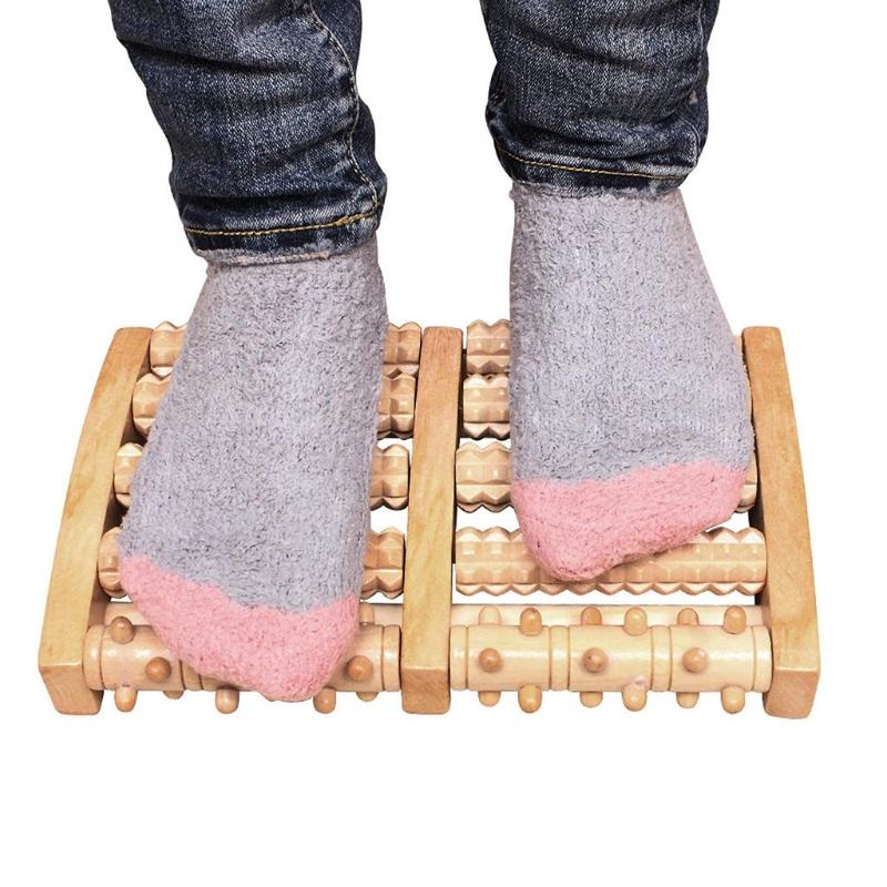 Dual Foot Massager Roller Wood Rollers Relax Relieve Heel Arch Pain ...