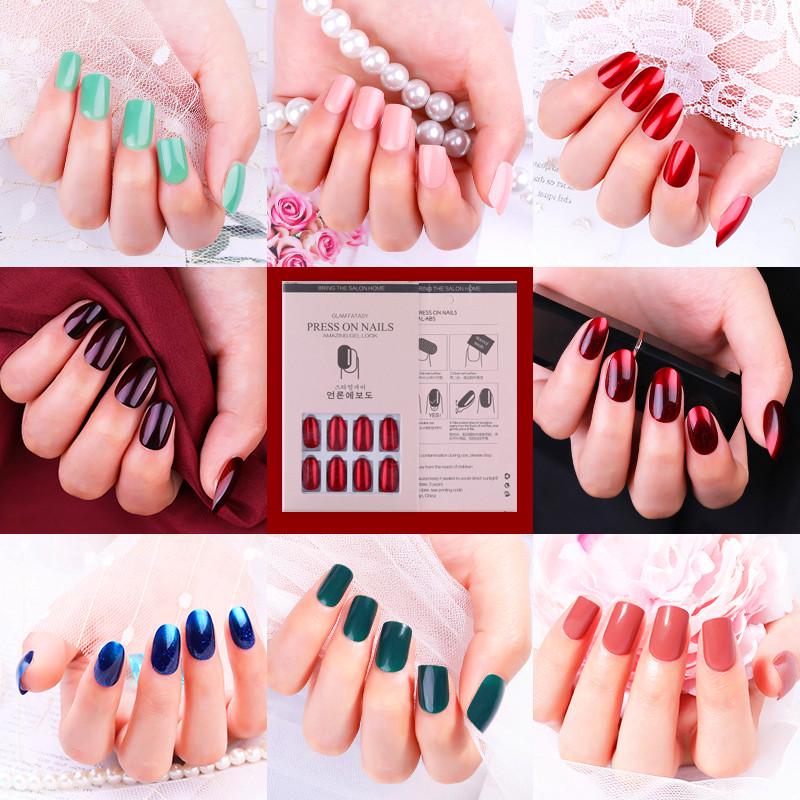 Buy 24pcs Reusable Stick On Nails Full Cover False Nail Art For ...