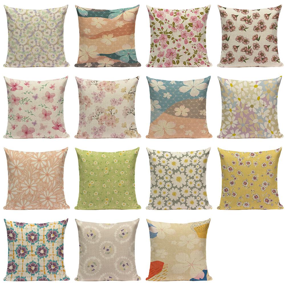 Kjøp Elegant Flower Pattern Cushion Cover Warm Colors Pillow Case Plant ...